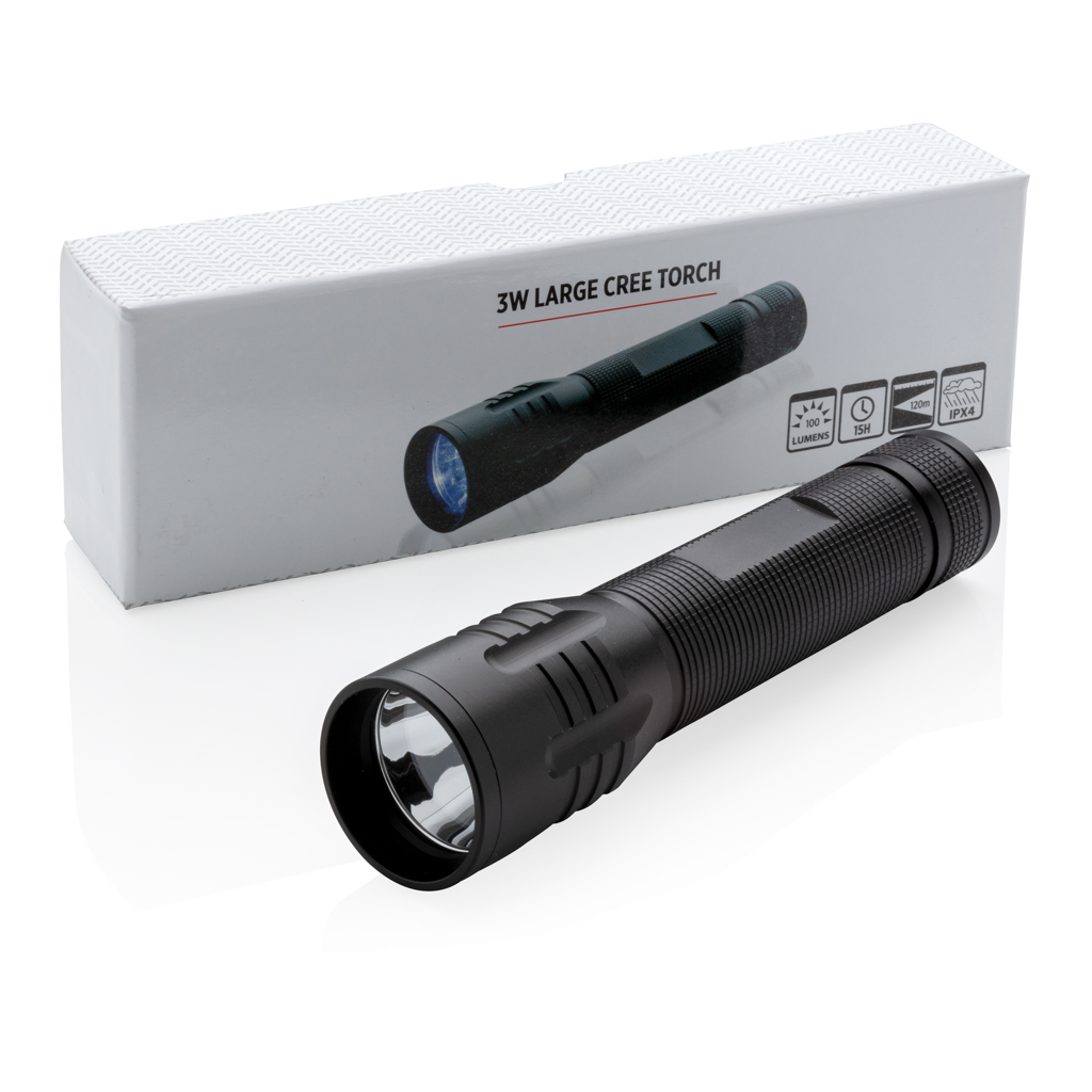 Lampe torche CREE 3 W large, article publicitaire personnalisable - www ...